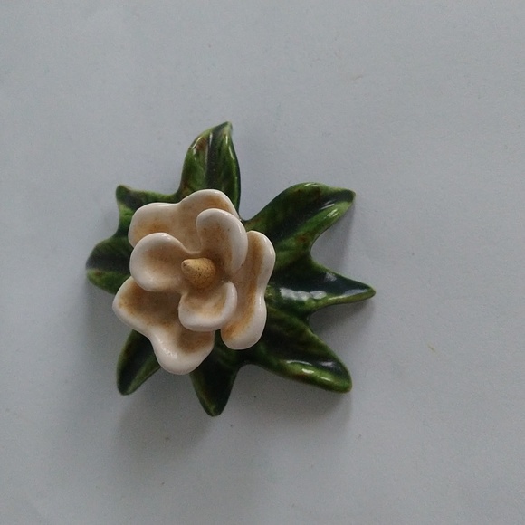 Natchez | Accents | Vintage Ceramic Magnolia Flower Glossy Finish Hand ...